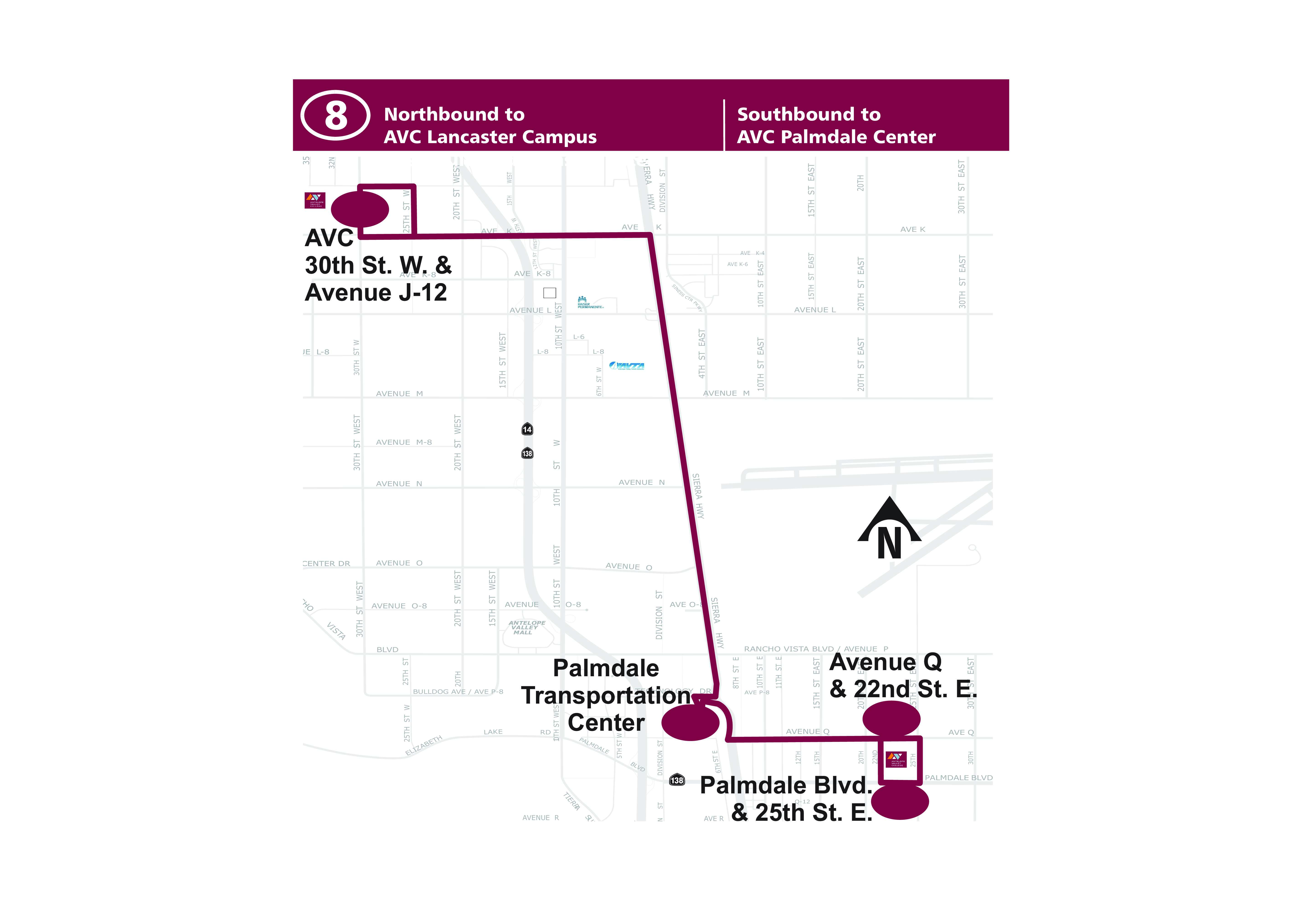 Route 8 - Antelope Valley College Map